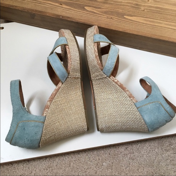 Toms | Shoes | Toms Light Blue Suede Heels | Poshmark